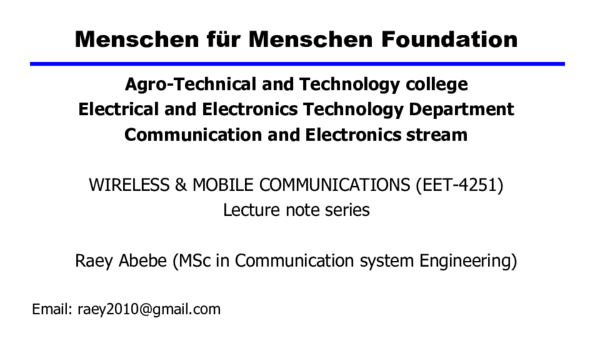 (PDF) Wireless and mobile communications lecture series