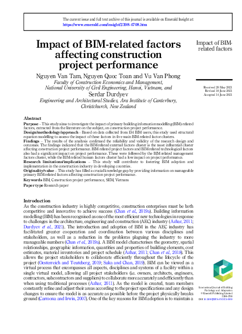 (PDF) Impact of BIM-related factors affecting construction project ...