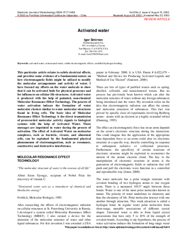 (PDF) Activated water