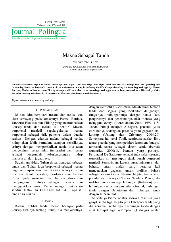 (PDF) Makna Sebagai Tanda