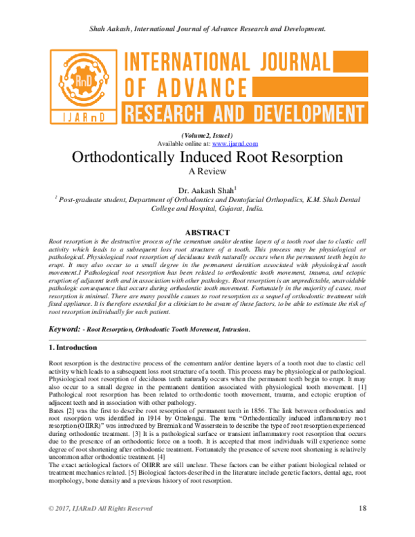 (PDF) Orthodontically Induced Root Resorption-A Review