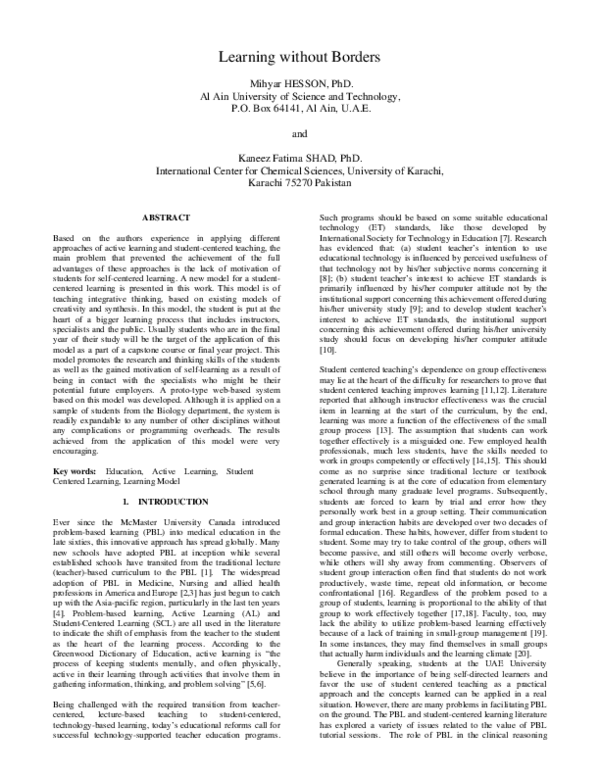 (PDF) Learning without Borders