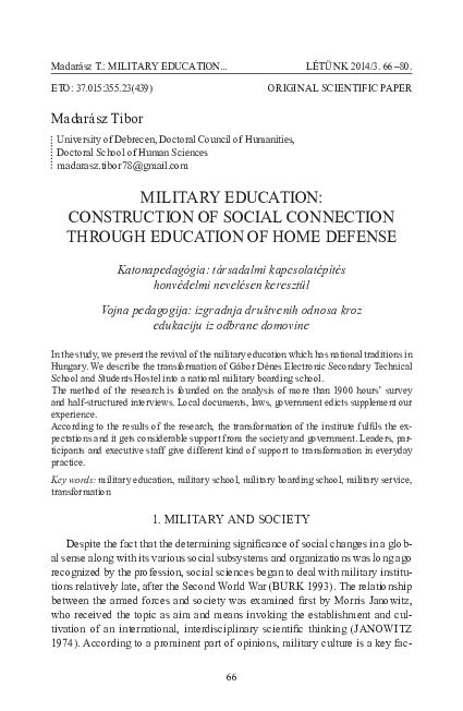 (PDF) Military Education: Construction of Social Connection through ...
