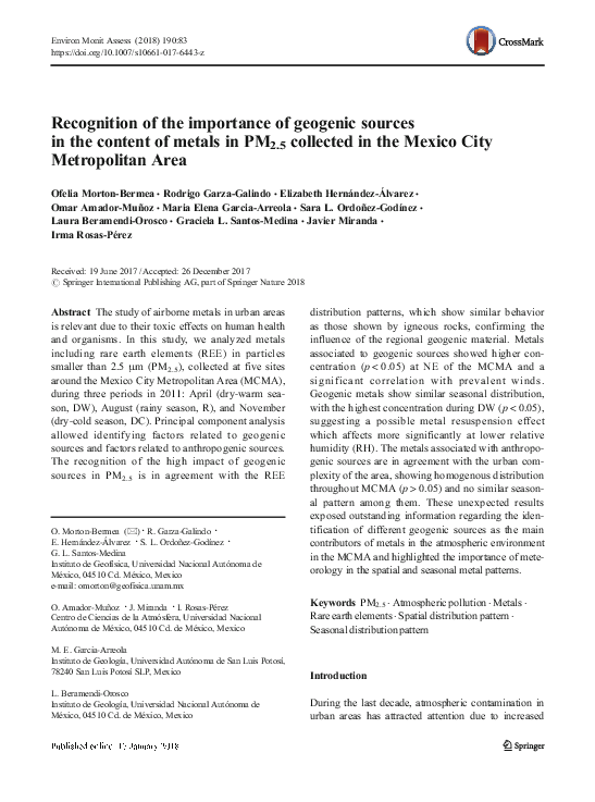 (PDF) Recognition of the importance of geogenic sources in the content ...