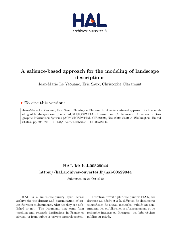 (PDF) A salience-based approach for the modeling of landscape descriptions