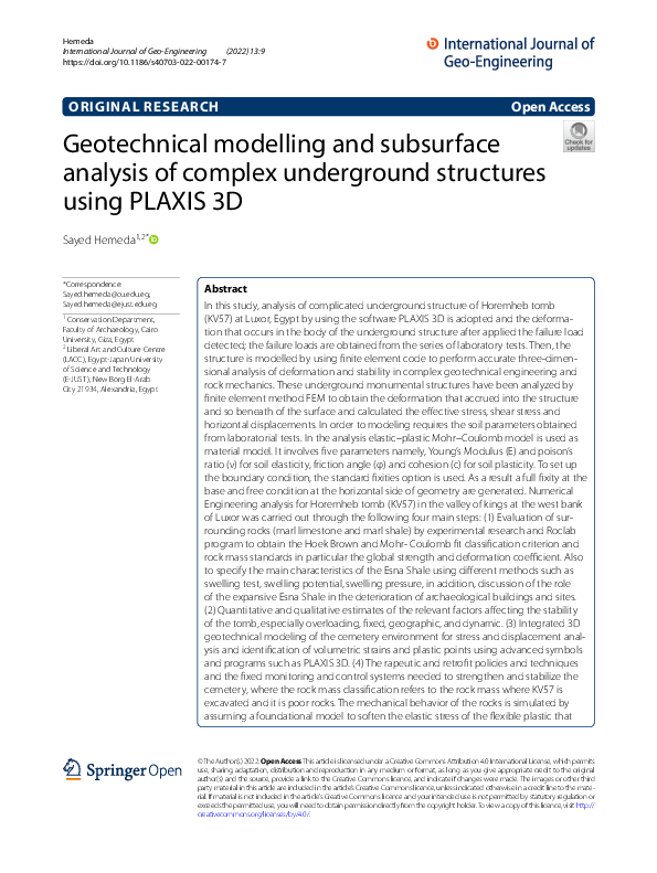 (PDF) Geotechnical modelling and subsurface analysis of complex underground structures using ...