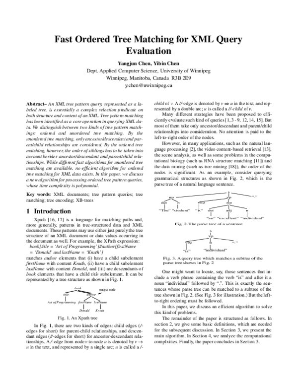 (PDF) Fast Ordered Tree Matching for XML Query Evaluation