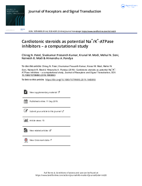(PDF) Cardiotonic steroids as potential Na+/K+-ATPase inhibitors – a ...