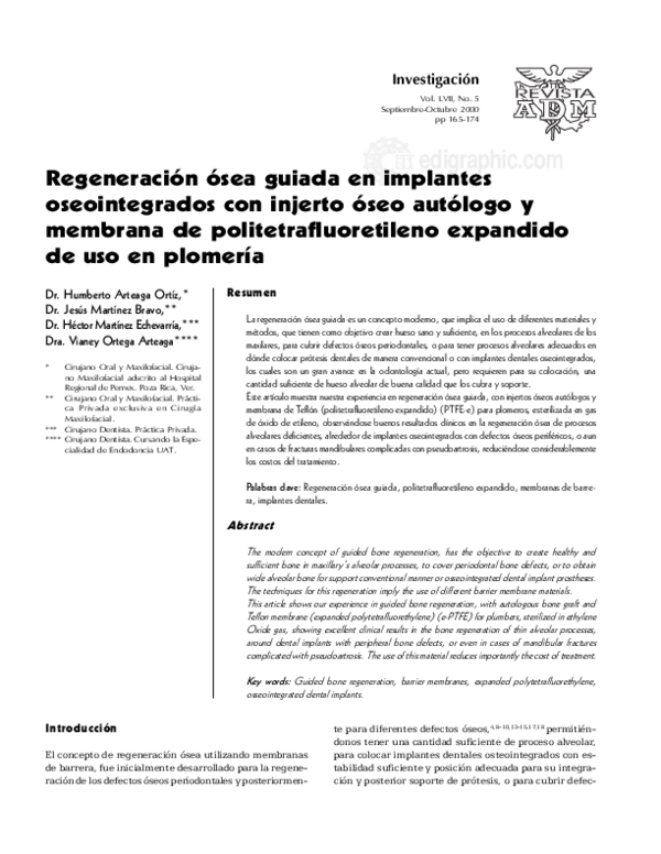 (PDF) Regeneración ósea guiada en implantes oseointegrados con injerto ...