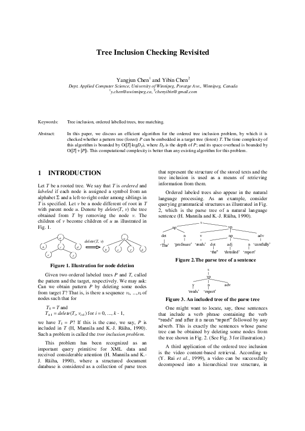 (PDF) Tree Inclusion Checking Revisited