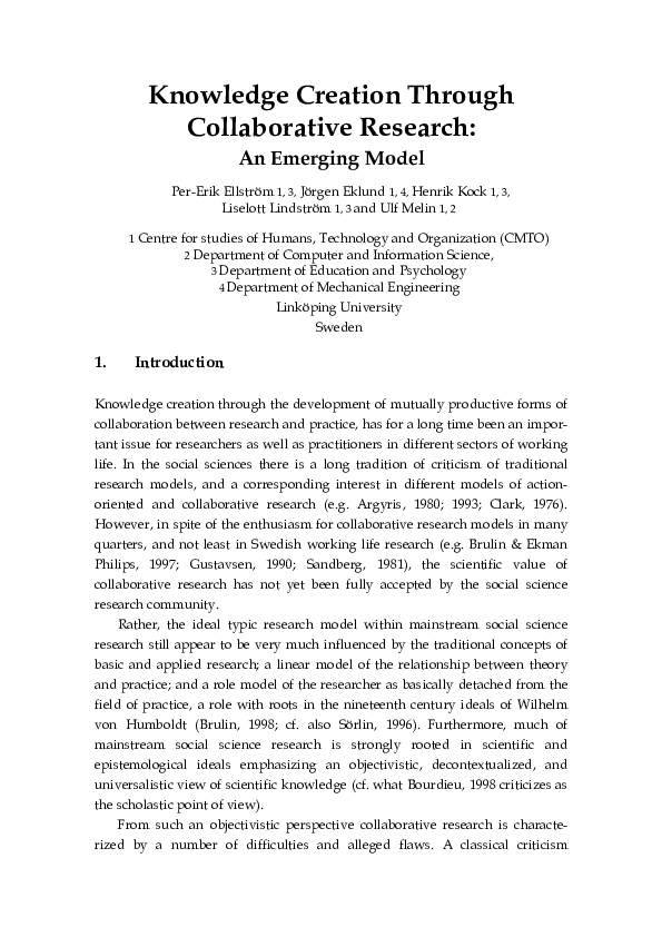 (PDF) Knowledge creation through collaborative research: An emerging model