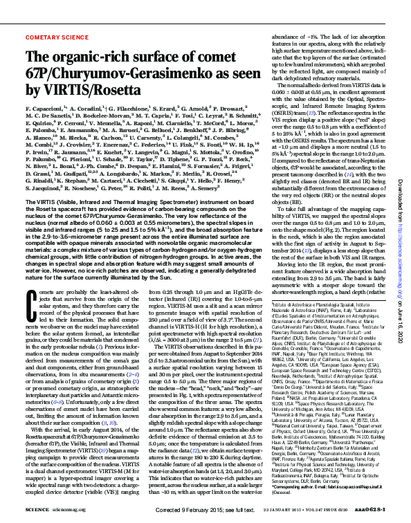 (PDF) Cometary science. The organic-rich surface of comet 67P/Churyumov ...