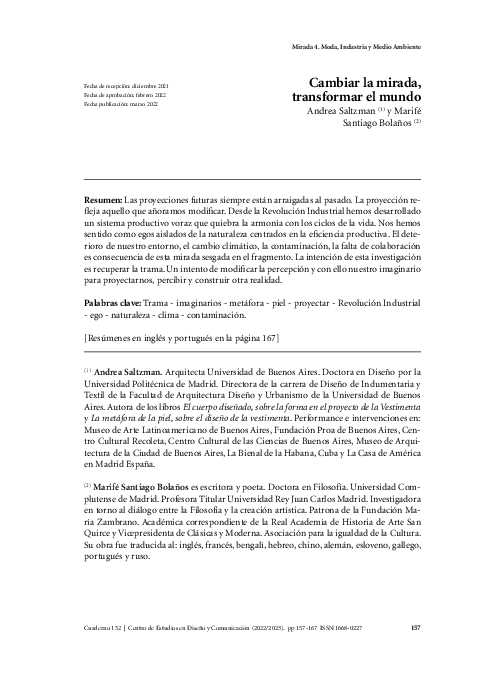 (PDF) Cambiar la mirada, transformar el mundo