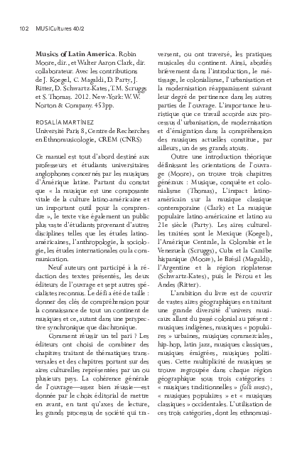 (PDF) Robin Moore, dir., et Walter Aaron Clark, dir. collaborateur ...