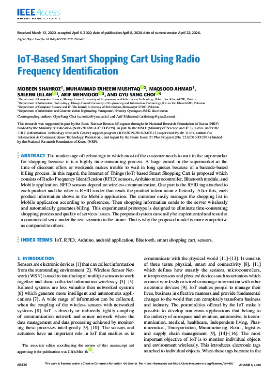 (PDF) IoT-Based Smart Shopping Cart Using Radio Frequency Identification