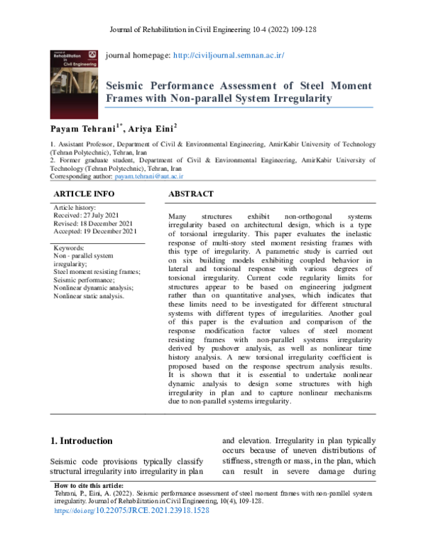 (PDF) Seismic Performance Assessment of Steel Moment Frames with Non ...