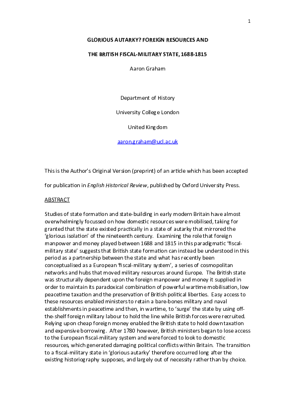 (DOC) Glorious autarky? Foreign resources and the British fiscal ...