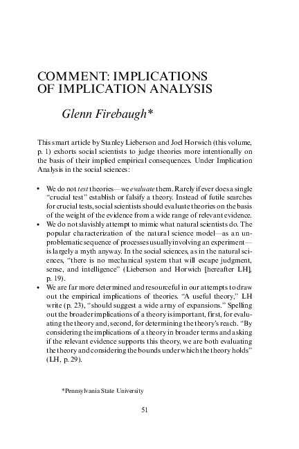 (PDF) Comment: Implications of Implication Analysis