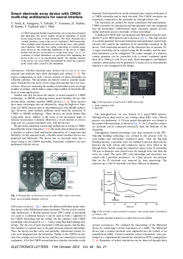 (PDF) Smart electrode array device with CMOS multi-chip architecture for neural interface
