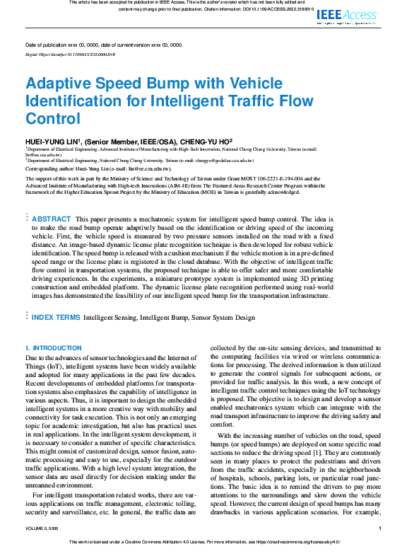 (PDF) Adaptive Speed Bump with Vehicle Identification for Intelligent ...