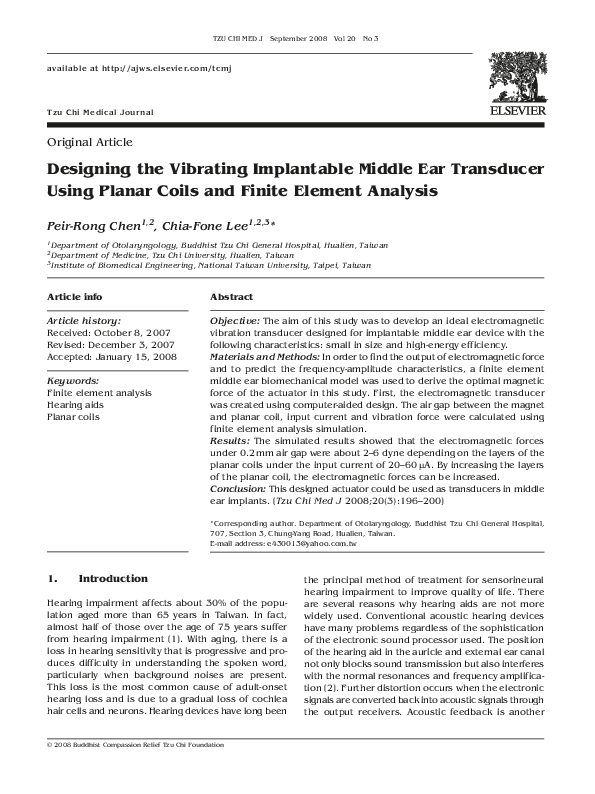 Pdf Designing The Vibrating Implantable Middle Ear Transducer Using Planar Coils And Finite