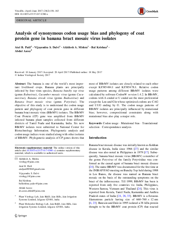 Pdf Analysis Of Synonymous Codon Usage Bias And Phylogeny Of Coat 6936