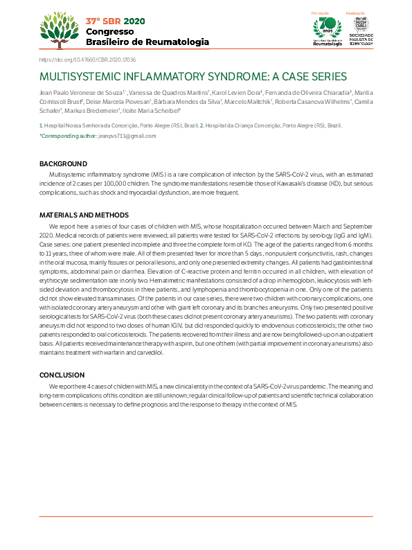 (PDF) Multisystemic Inflammatory Syndrome: A Case Series