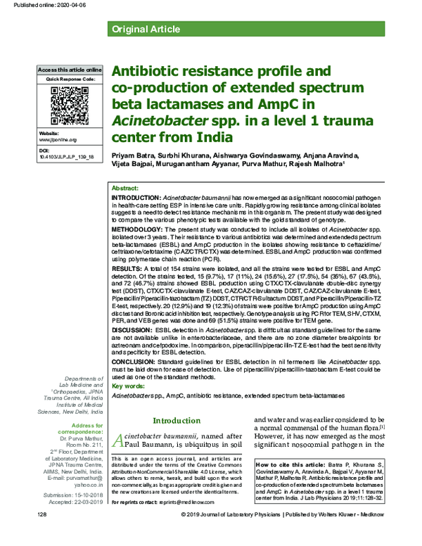 (PDF) Antibiotic resistance profile and co-production of extended spectrum beta lactamases and ...