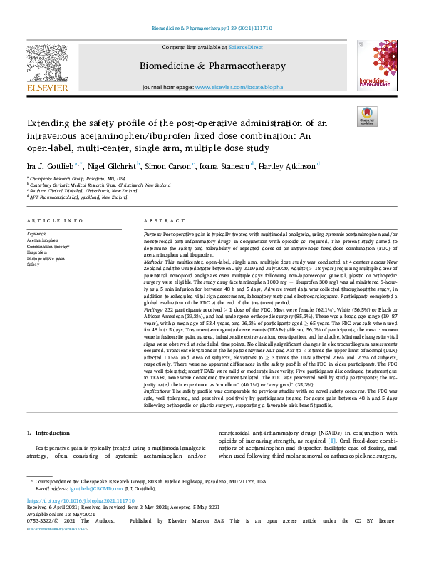 (PDF) Extending the safety profile of the post-operative administration ...