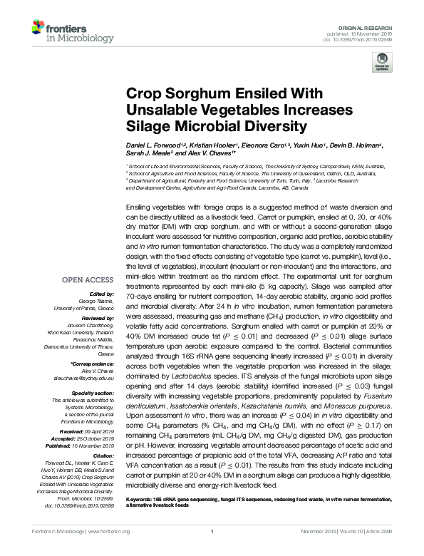 (PDF) Crop Sorghum Ensiled With Unsalable Vegetables Increases Silage Microbial Diversity