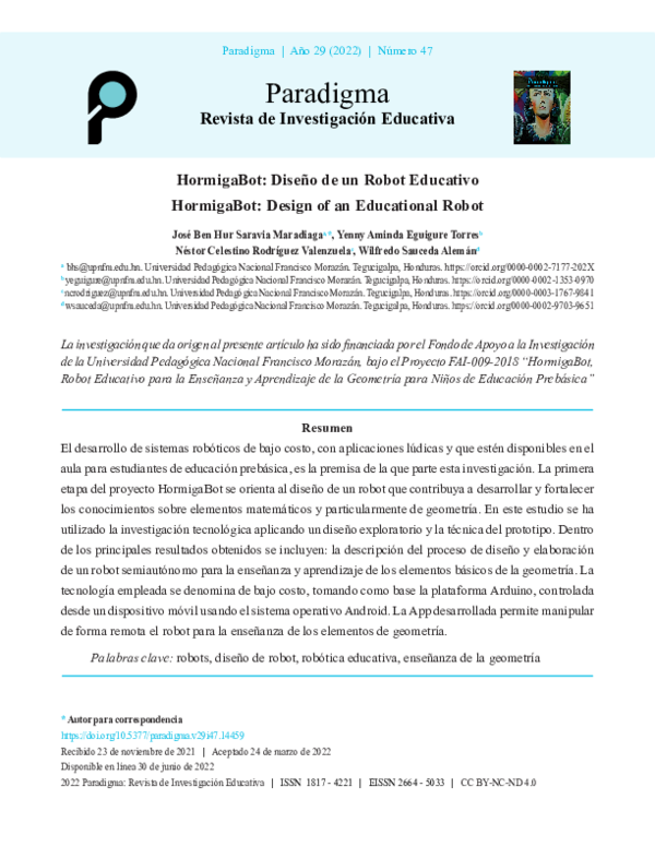 (PDF) Articulo Diseno de un Robot educativo Hormiga Bot