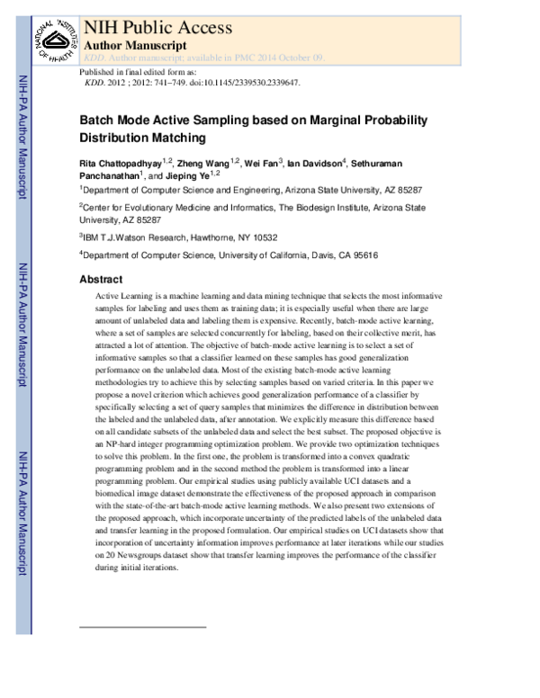 (PDF) Batch Mode Active Sampling Based on Marginal Probability Distribution Matching