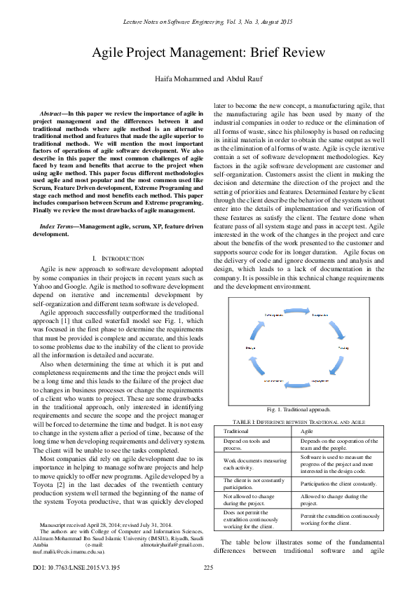 (PDF) Agile Project Management: Brief Review