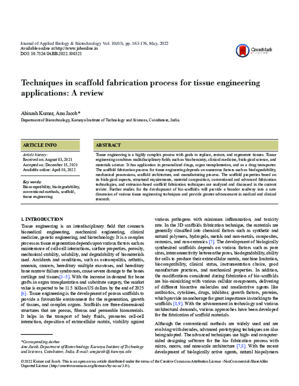 (PDF) Techniques in scaffold fabrication process for tissue engineering ...