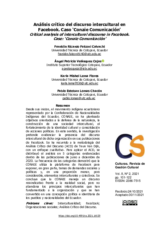 (PDF) Análisis crítico del discurso intercultural en Facebook. Caso ...