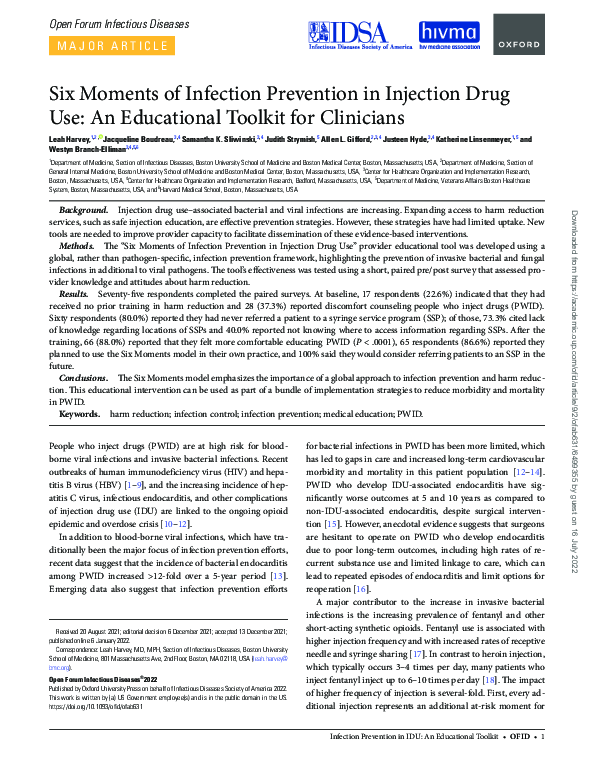 (PDF) Six Moments of Infection Prevention in Injection Drug Use: An ...