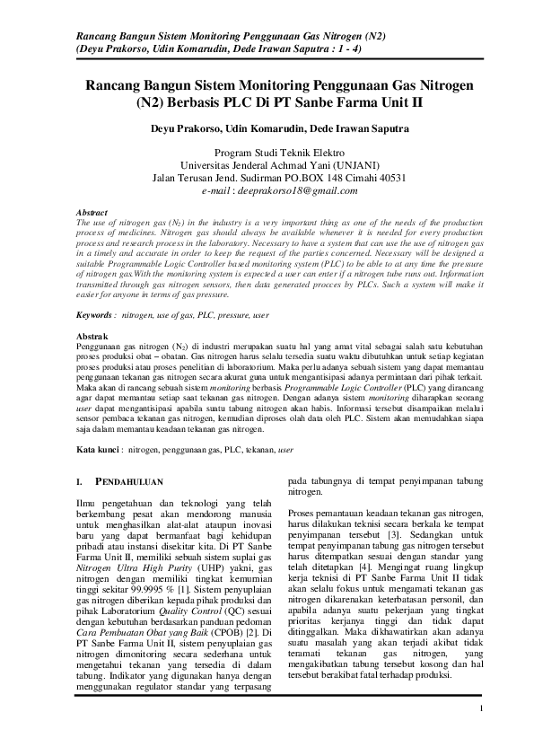 (PDF) Rancang Bangun Sistem Monitoring Penggunaan Gas Nitrogen (N2 ...