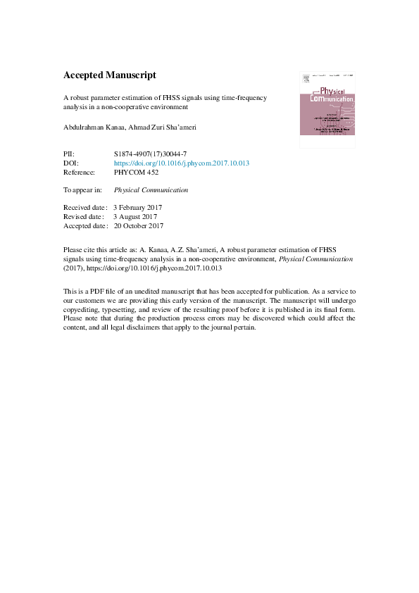 (PDF) A robust parameter estimation of FHSS signals using time ...