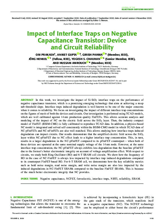 (PDF) Impact of Interface Traps on Negative Capacitance Transistor ...