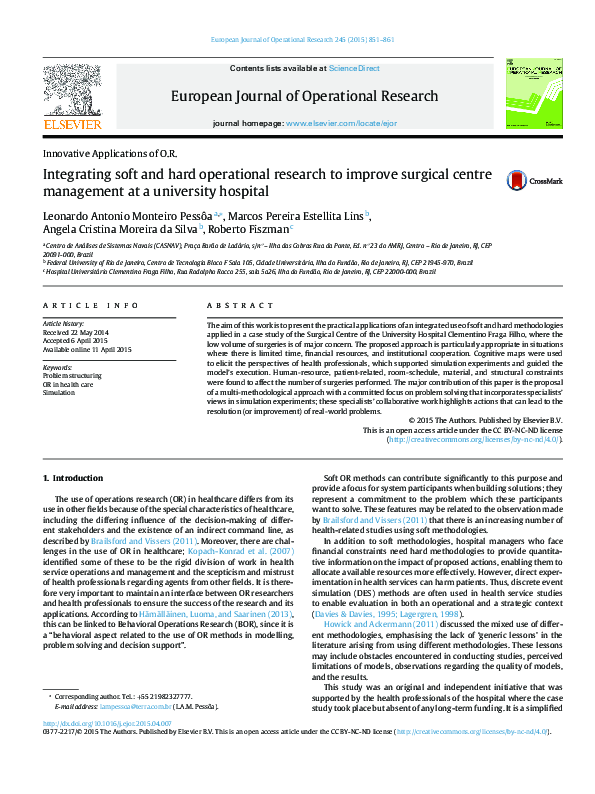 (PDF) Integrating soft and hard operational research to improve ...