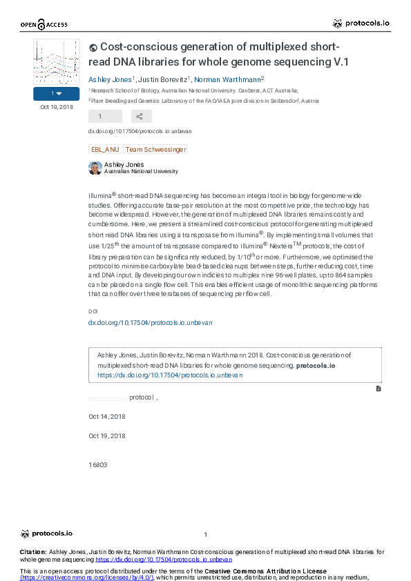 (PDF) Cost-conscious generation of multiplexed short-read DNA libraries ...