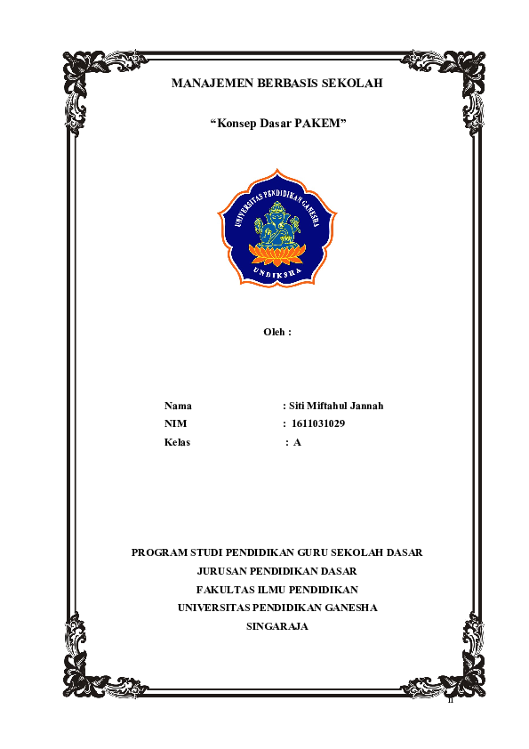 (DOC) MANAJEMEN BERBASIS SEKOLAH "Konsep Dasar PAKEM"