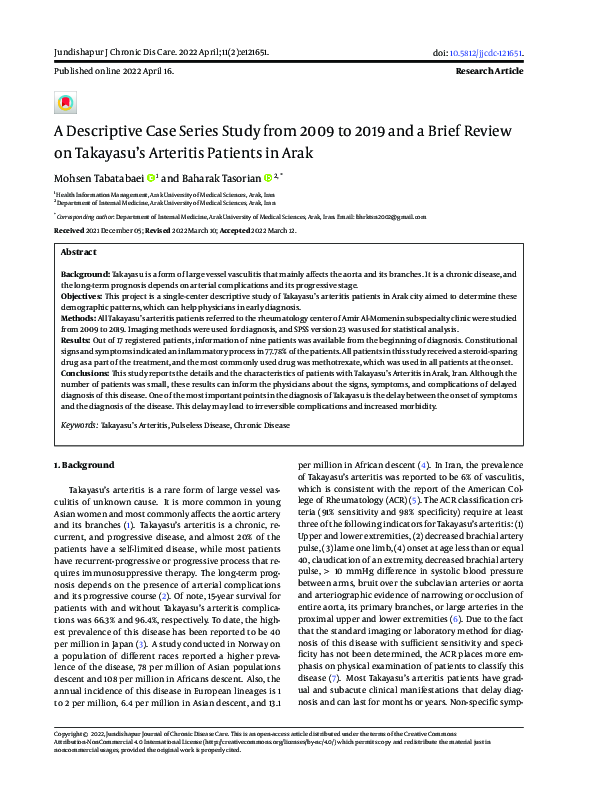 (PDF) A Descriptive Case Series Study from 2009 to 2019 and a Brief ...