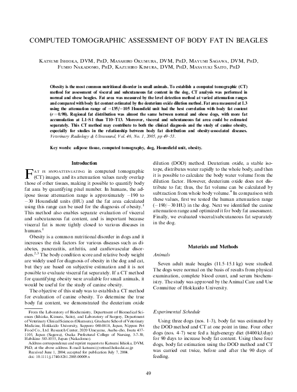 (PDF) Computed Tomographic Assessment of Body Fat in Beagles | Erin ...