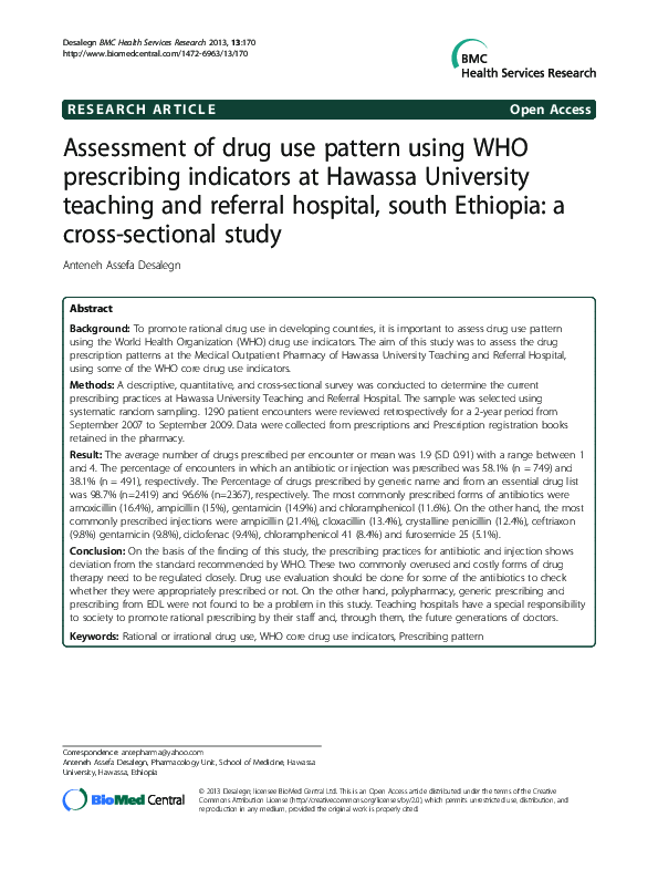 (PDF) Assessment of drug use pattern using WHO prescribing indicators ...