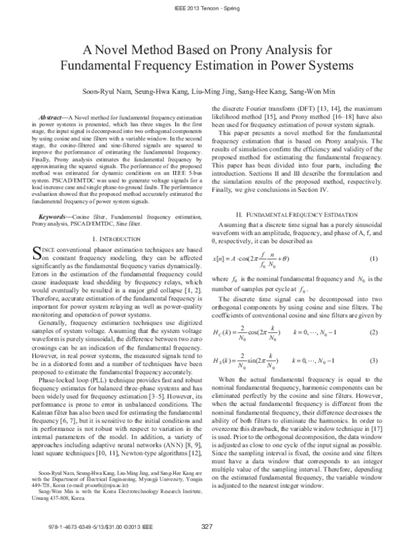 (PDF) A novel method based on Prony analysis for fundamental frequency ...