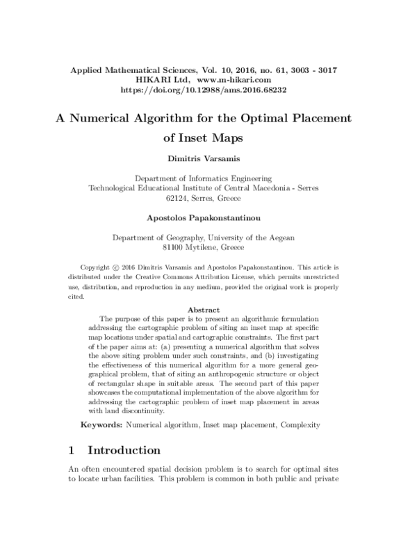 (PDF) A numerical algorithm for the optimal placement of inset maps | Apostolos Papakonstantinou ...