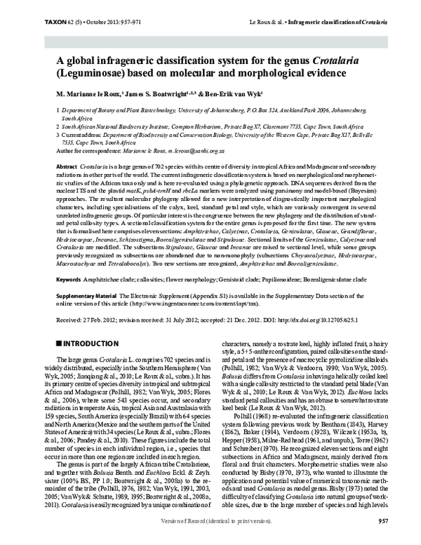 (PDF) A global infrageneric classification system for the genus ...