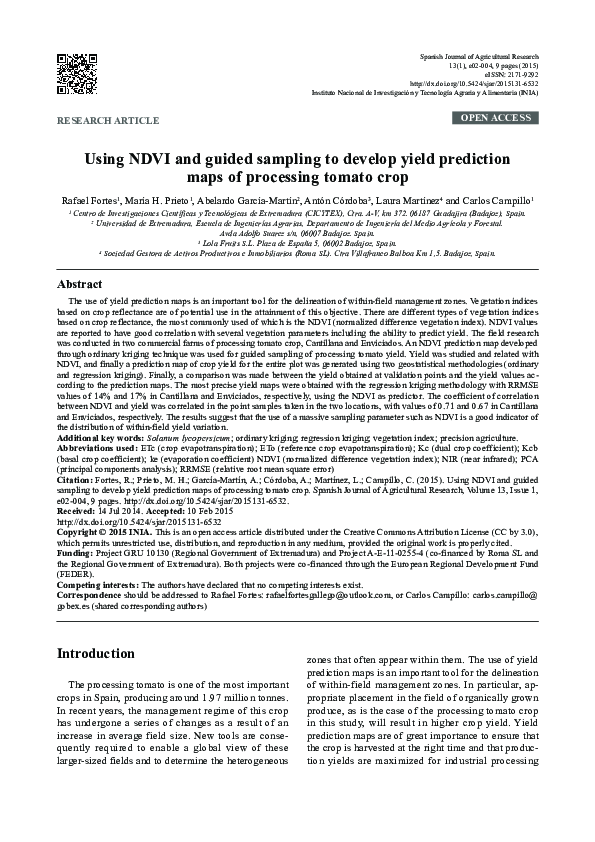 (PDF) Using NDVI and guided sampling to develop yield prediction maps ...