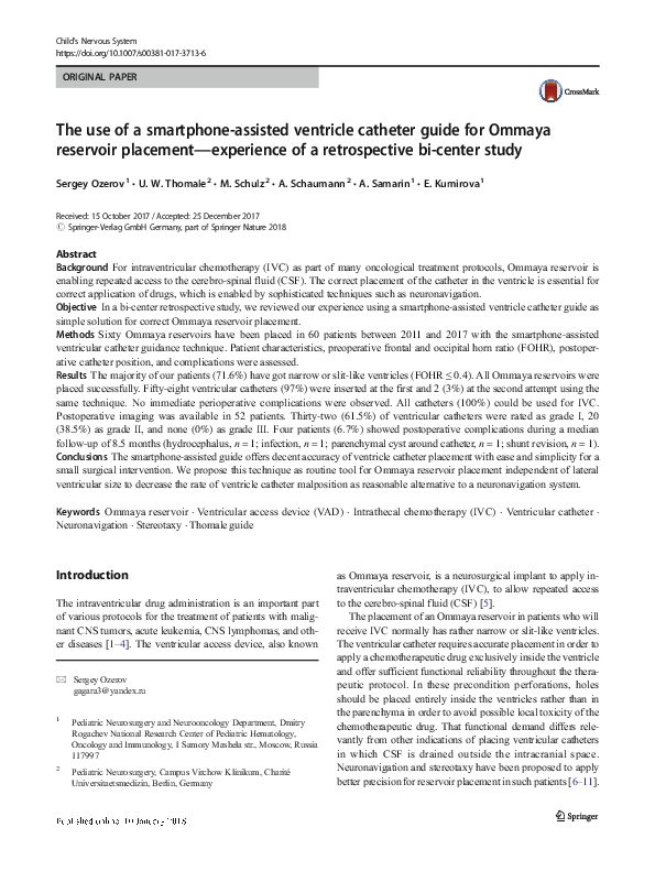 (PDF) The use of a smartphone-assisted ventricle catheter guide for ...